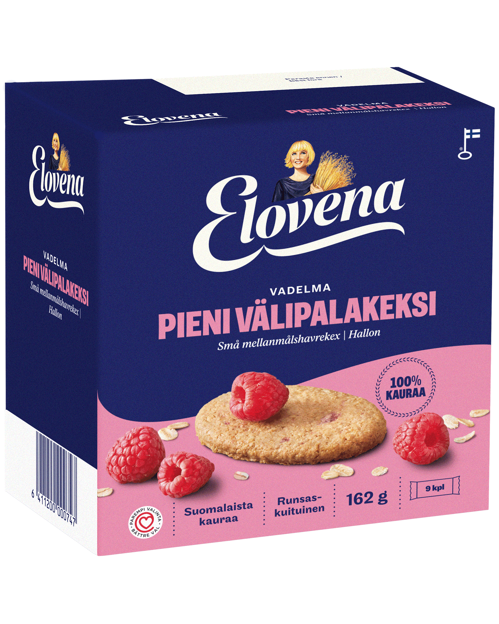 Elovena Pieni Välipalakeksi 100% kauraa Vadelma - elovena.fi