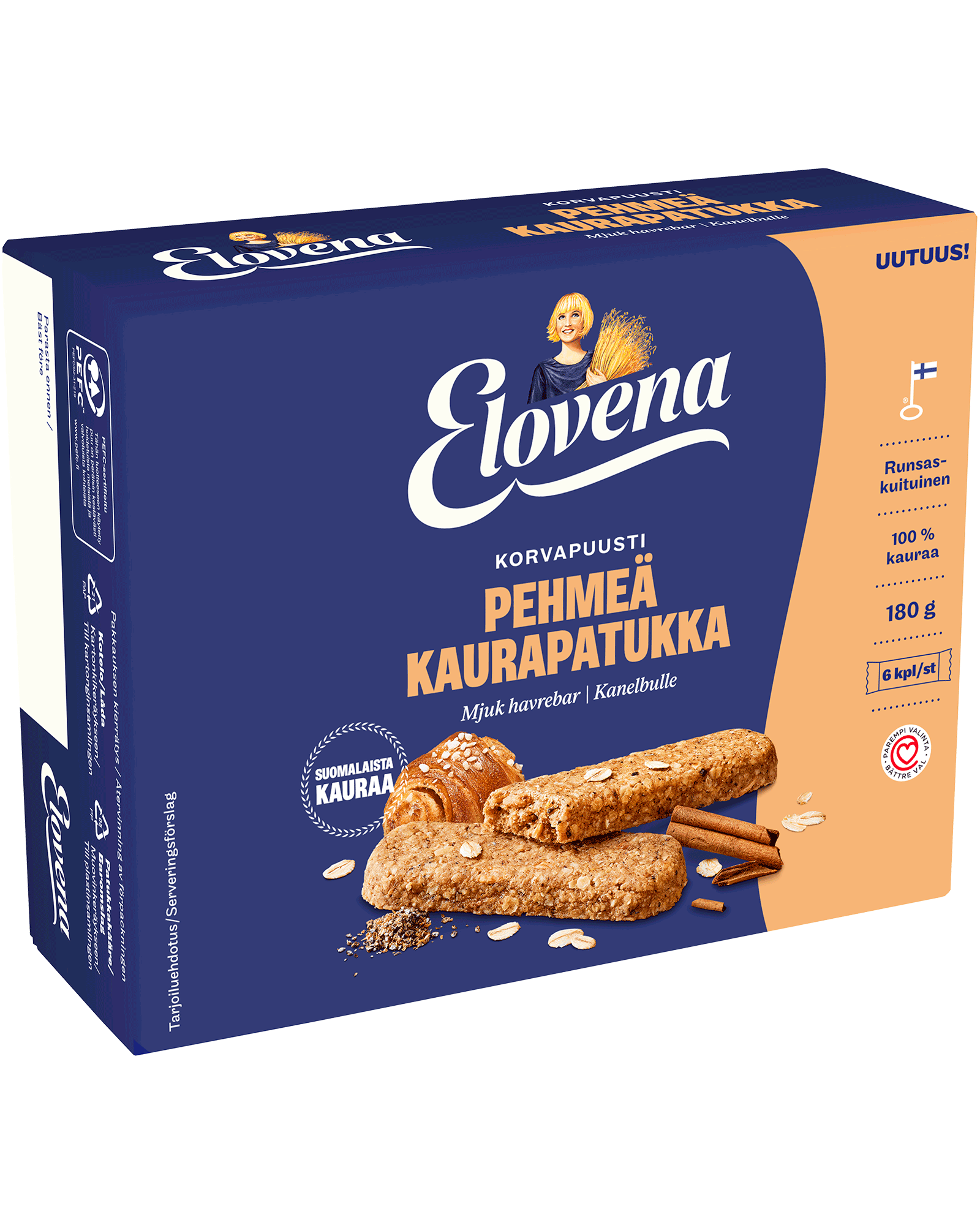 Elovena Pehmeä Kaurapatukka Korvapuusti - elovena.fi